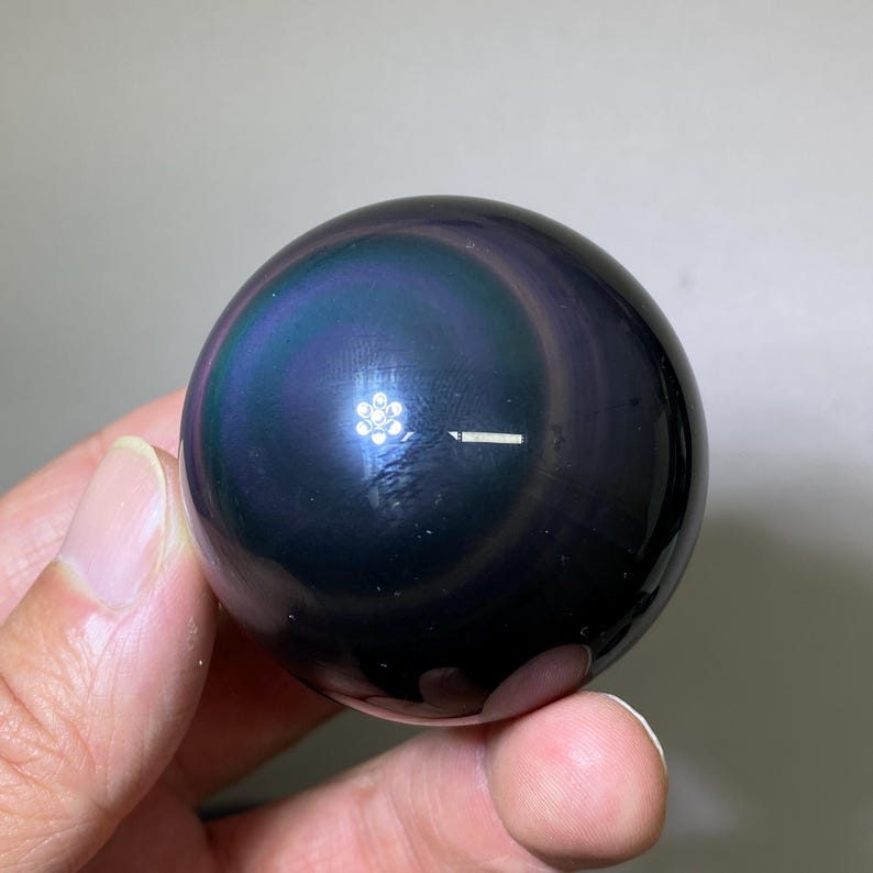 48mm Rainbow Obsidian Sphere / Natural Colorful Obsidian Crystal 1151 ...