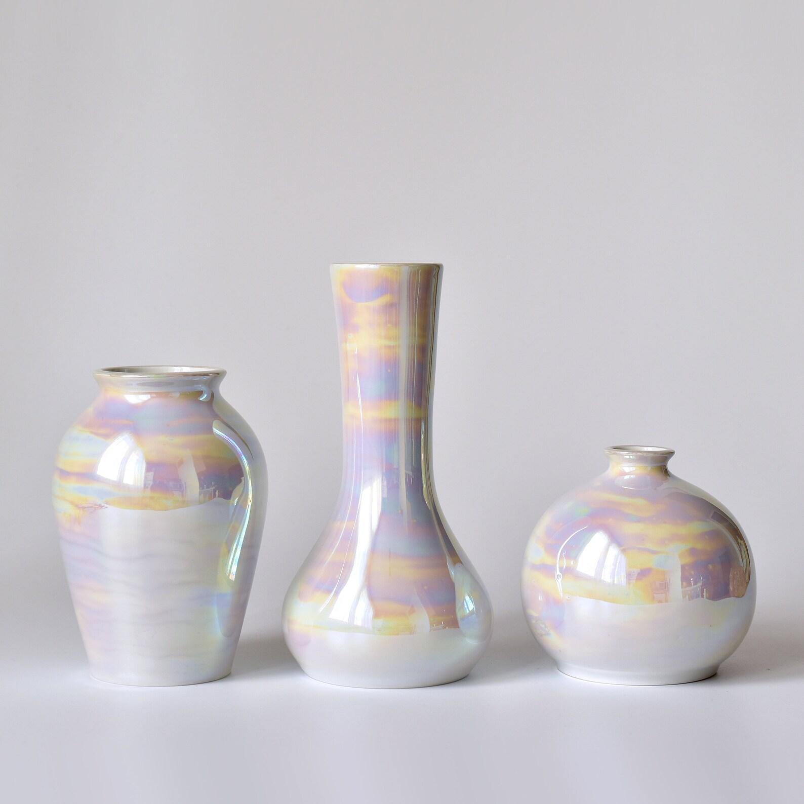 Rainbow Vases Iridescent Ceramic Vase Small Vases 3 Set - Etsy