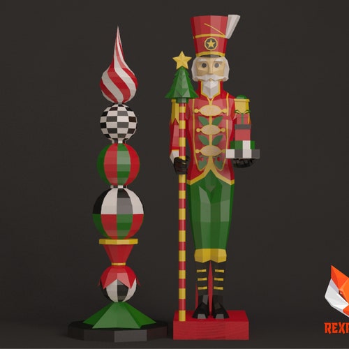 Papercraft Nutcracker Toy 3D Low Poly Paper Sculpture DIY Gift - Etsy