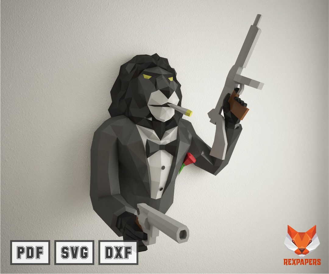 León Gánster Papercraft , PDF Template, DIY 3d Model, Fanart , Paper ...
