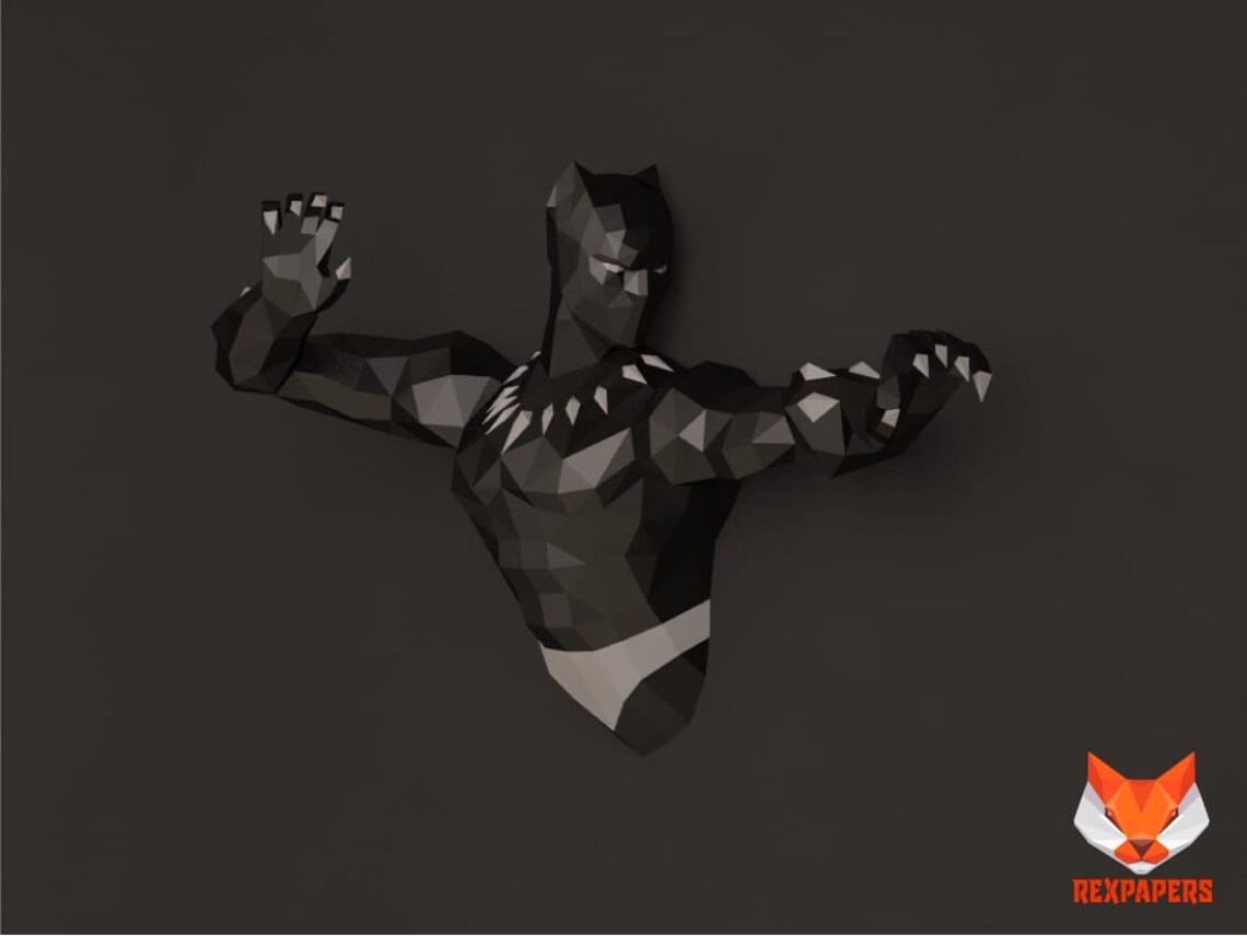 Black Panther Papercraft PDF Template DIY 3d Model FanArt - Etsy México