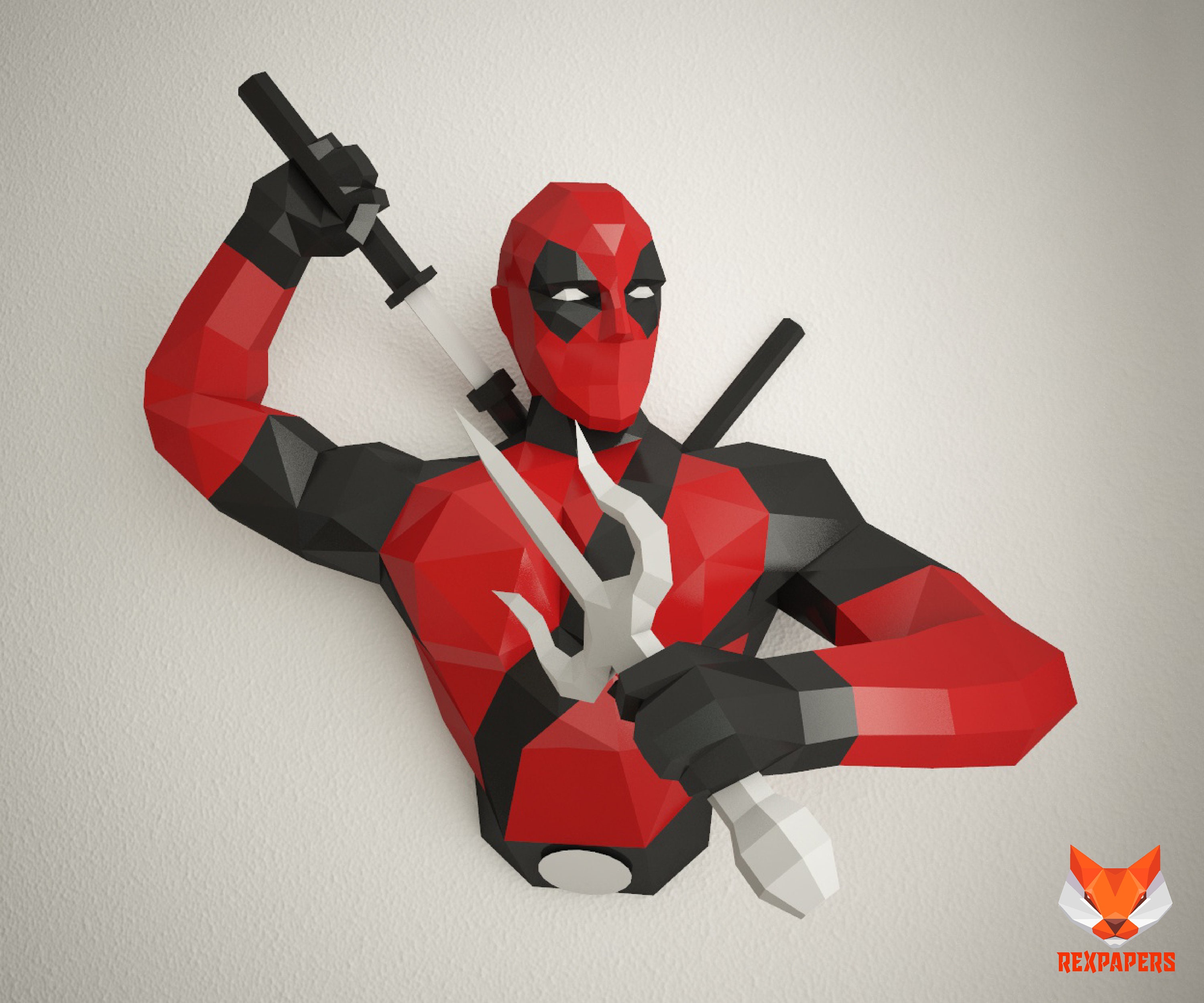 Deadpool Papercraft PDF Template DIY 3d Model Fanart | Etsy