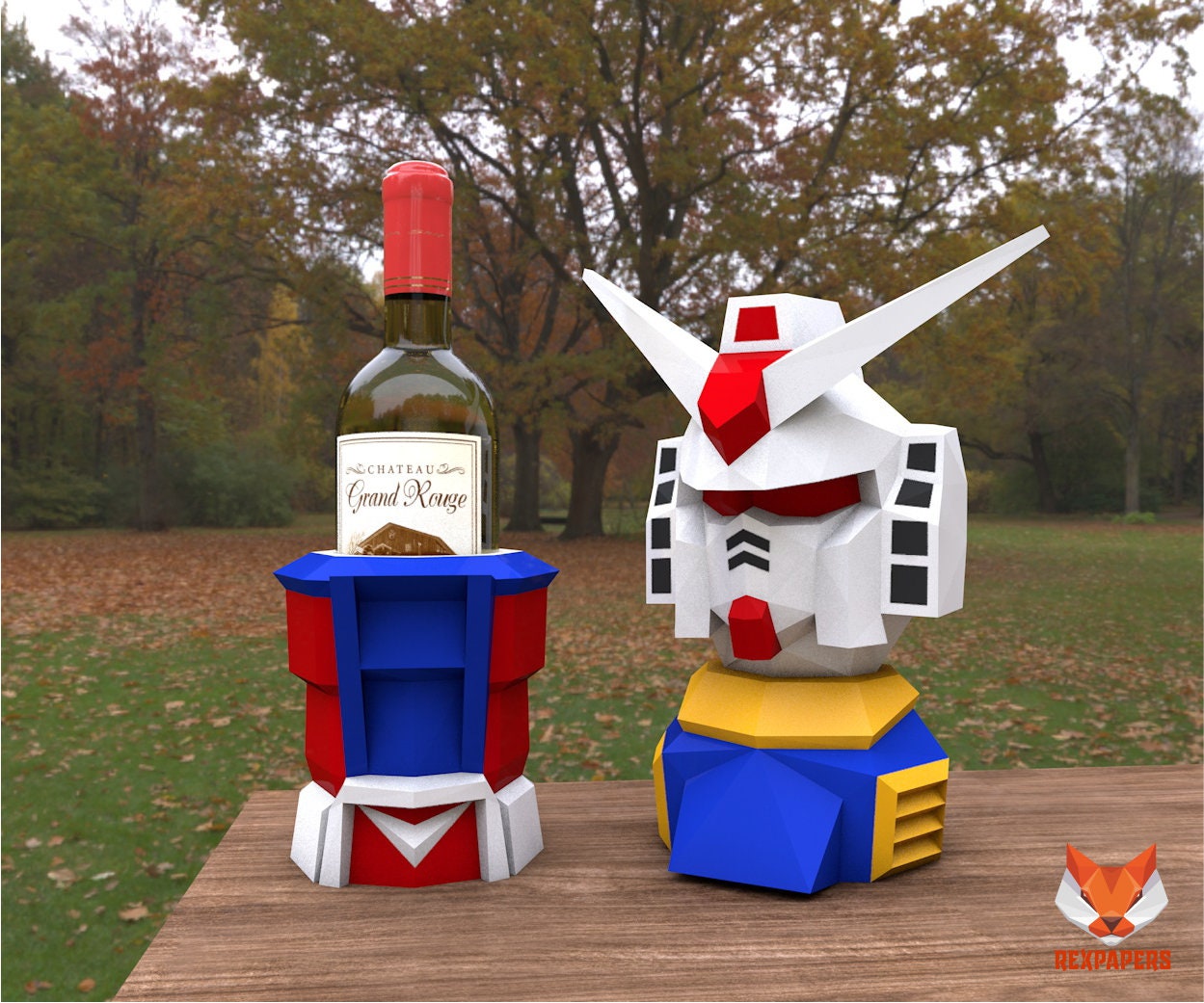 Rex RX-78 Wine Box Papercraft , Pdf Svg Y Dxf Lowpoly Papercraft , Low ...