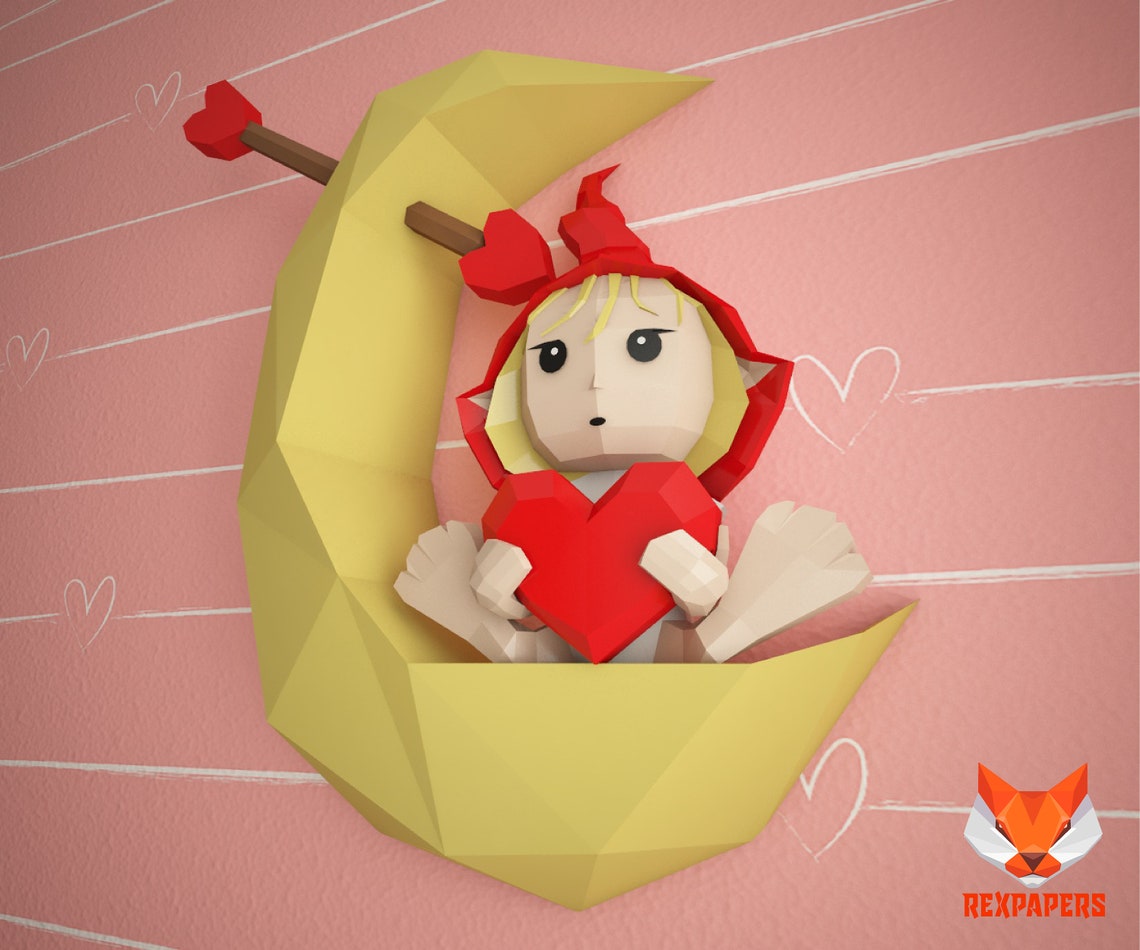 Luna Enamorada Papercraft , PDF Template, DIY 3d Model, Fanart, Paper ...