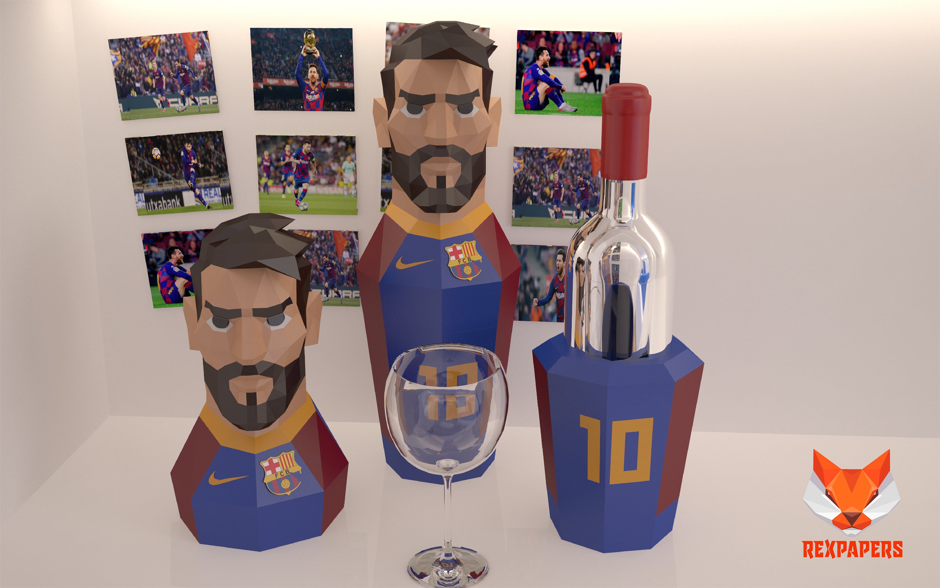 Caja De Vino Messi Papercraft , PDF Template, DIY 3d Model, FanArt ...