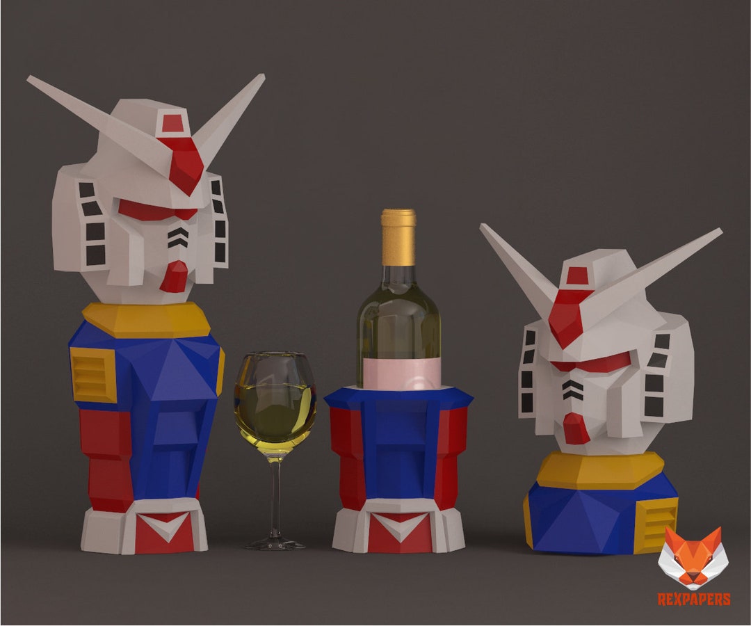 Rex RX-78 Wine Box Papercraft , Pdf Svg Y Dxf Lowpoly Papercraft , Low ...