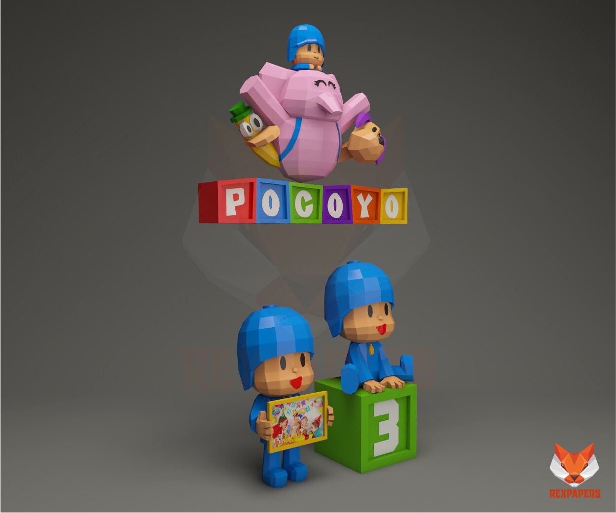 Pocoyo Papercraft PDF Template DIY 3d Model FanArt Paper | Etsy