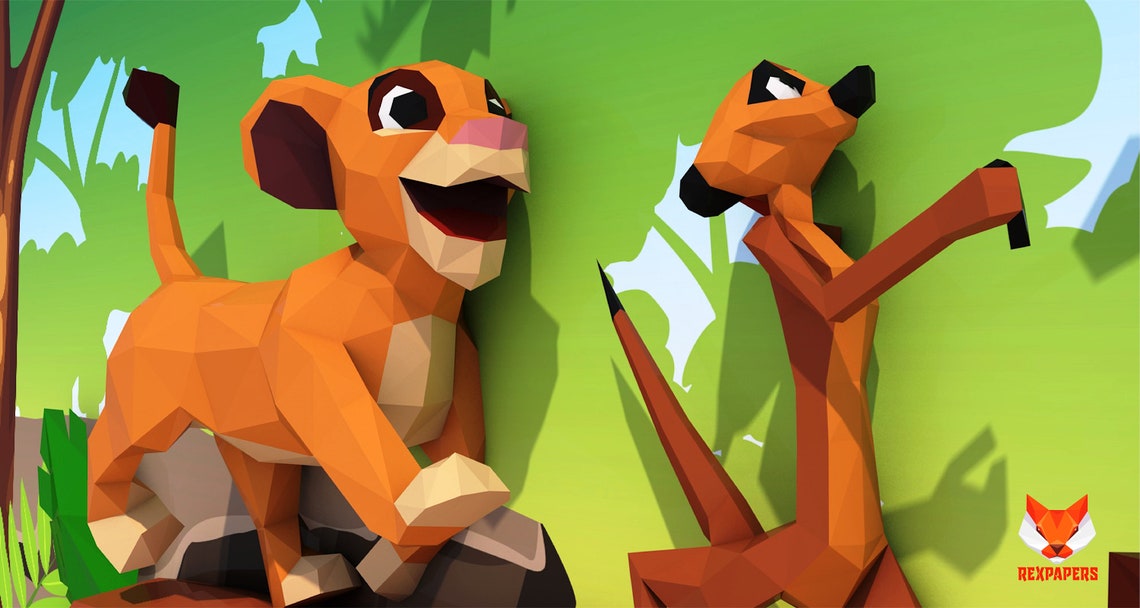 El Rey Leon PDF Template DIY 3d Model FanArt Paper | Etsy