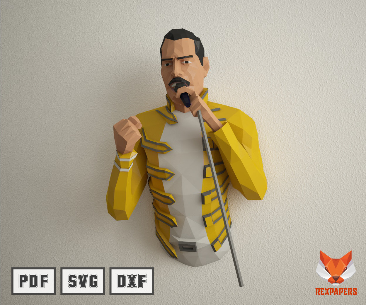 Freddie Mercury Papercraft PDF Template DIY 3d Model - Etsy México
