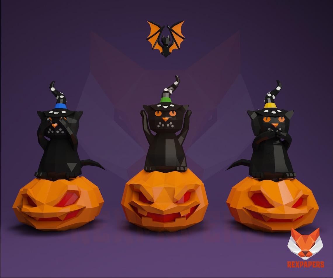Halloween Papercraft PDF Template DIY 3d Model Fanart - Etsy