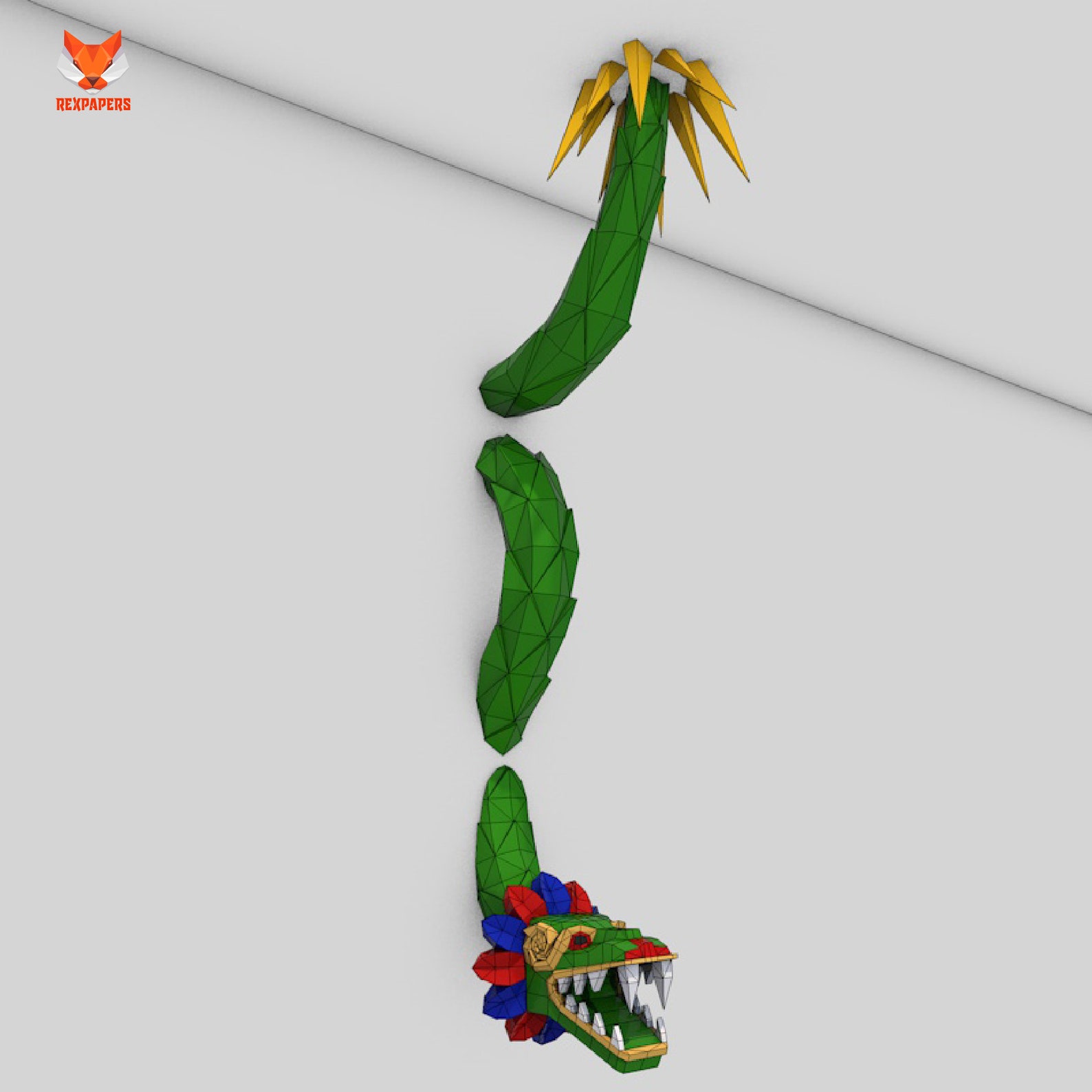 QUETZALCOATL Papercraft , PDF Template, DIY 3d Model, Fanart, Paper ...