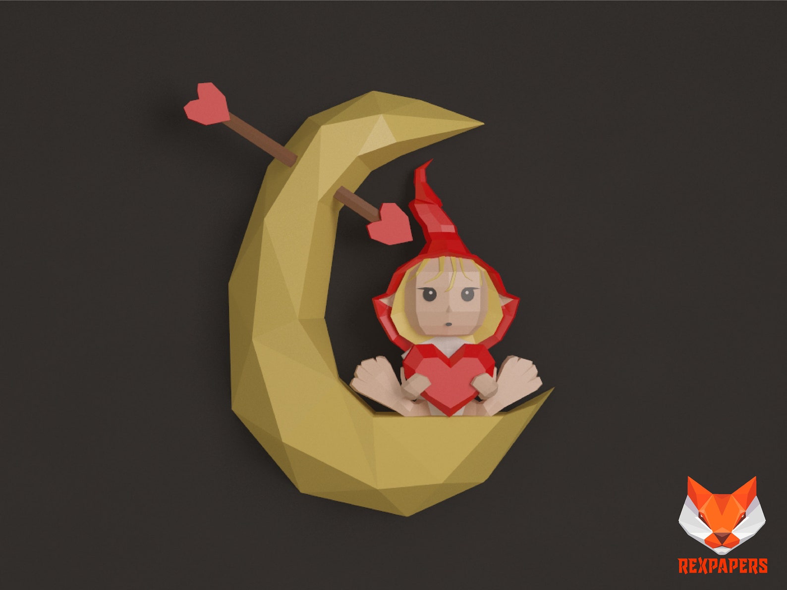 Luna Enamorada Papercraft , PDF Template, DIY 3d Model, Fanart, Paper ...