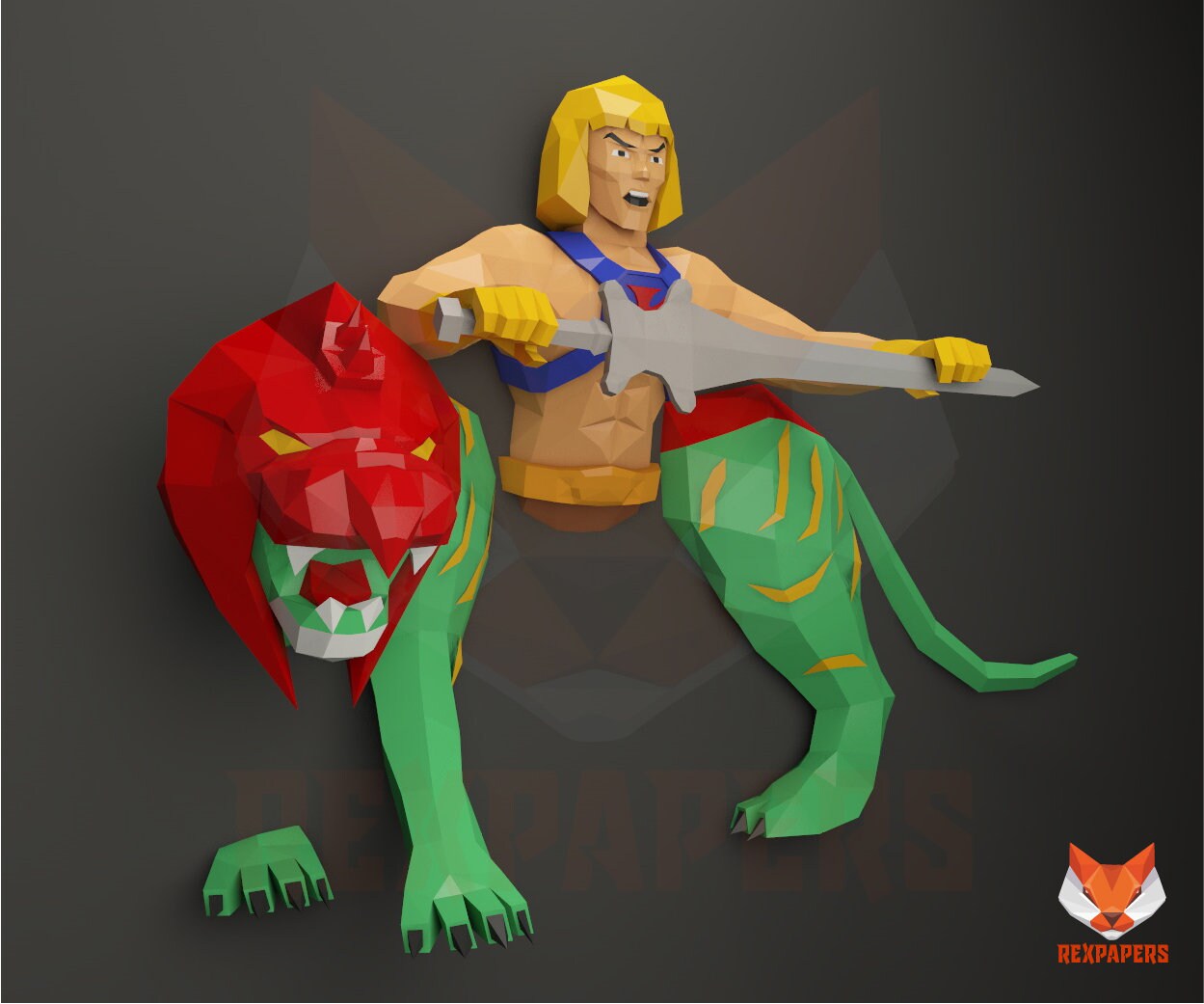 Rex He-Man Papercraft PDF Template DIY 3d Model FanArt | Etsy France