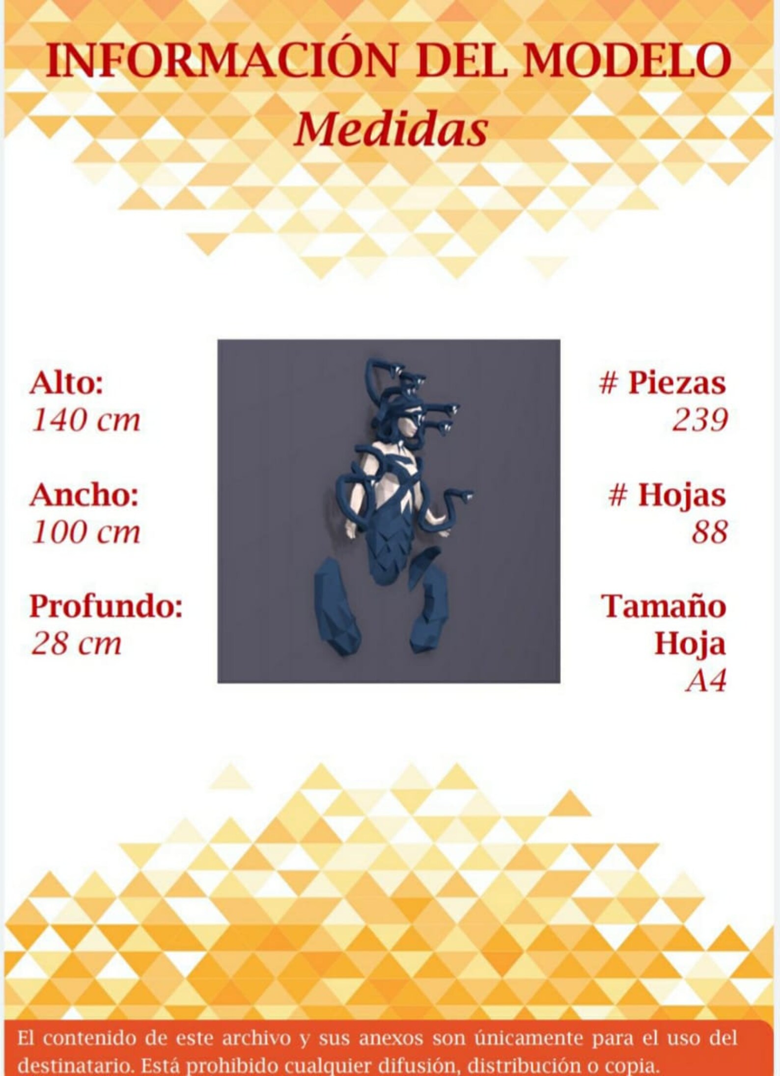 MEDUSA Papercraft PDF Template DIY 3d Model FanArt Paper - Etsy México