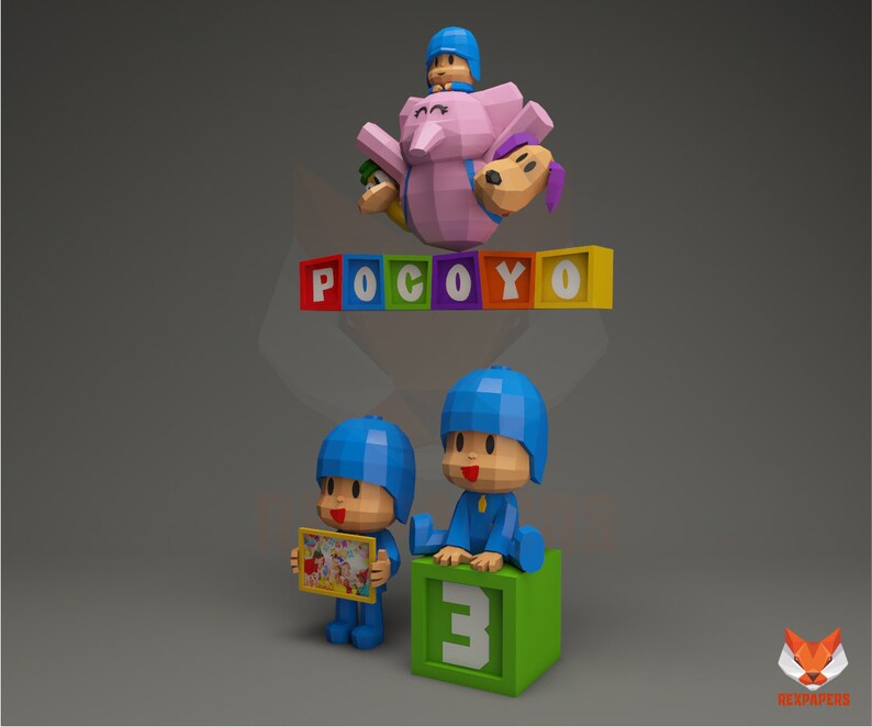 Pocoyo Papercraft , PDF Template, DIY 3d Model, FanArt, Paper Sculpture ...