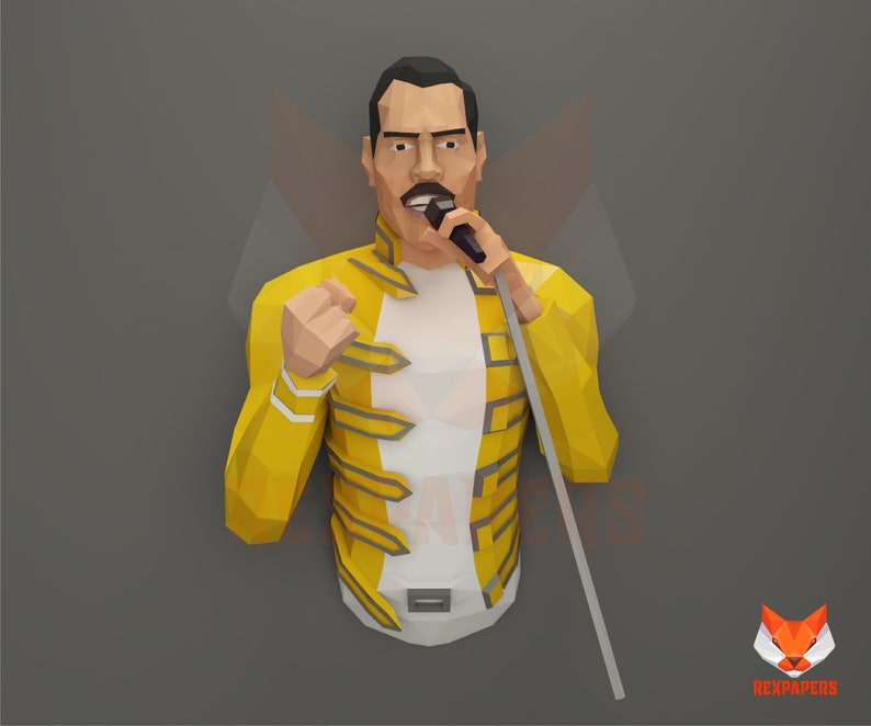 Freddie Mercury Papercraft PDF Template DIY 3d Model - Etsy France