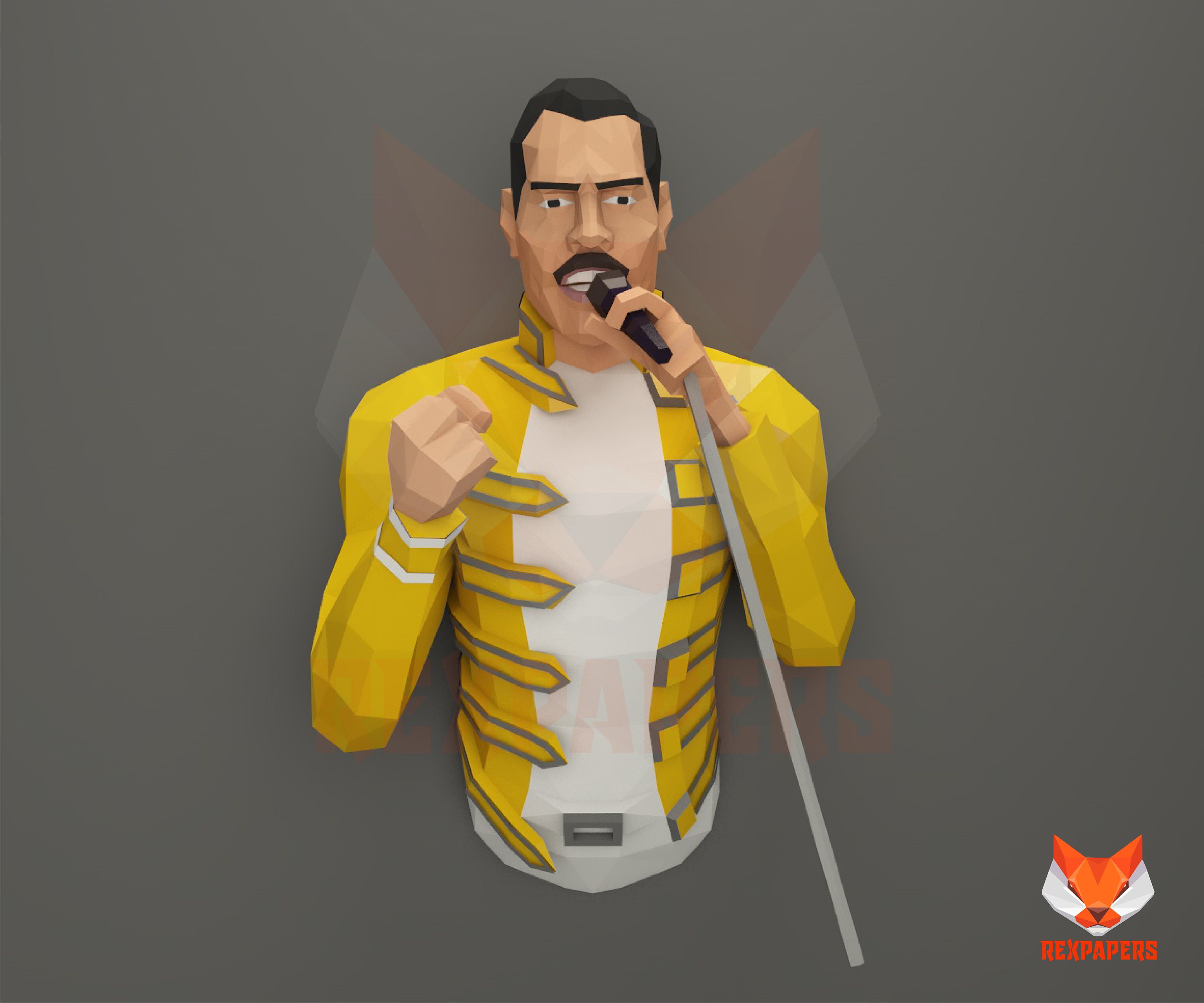 Freddie Mercury Papercraft PDF Template DIY 3d Model - Etsy España
