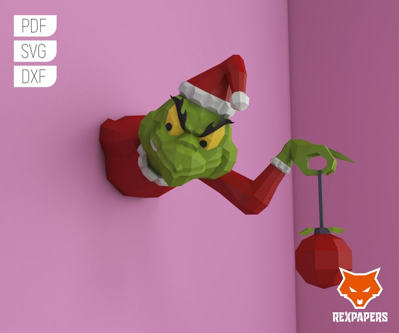 Grinch Papercraft , Svg Dxf Studio Pdf , DIY 3d Model, Fanart, Paper ...