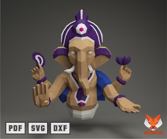 GANESHA Papercraft PDF Template DIY 3d Model Fanart Paper | Etsy