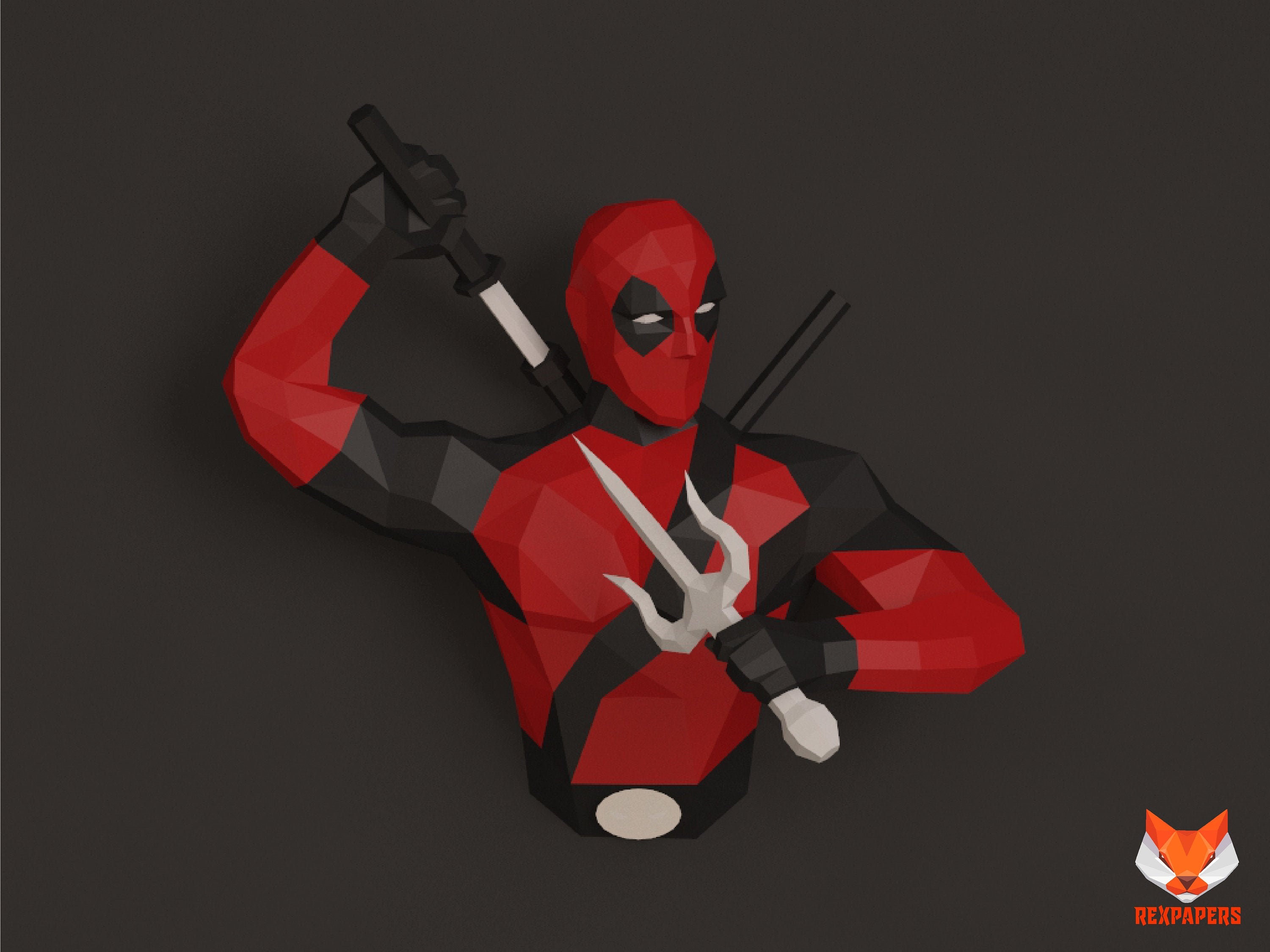 Wall Decor Wall Hangings DeadPool Origami Pepakura Low Poly PDF ...