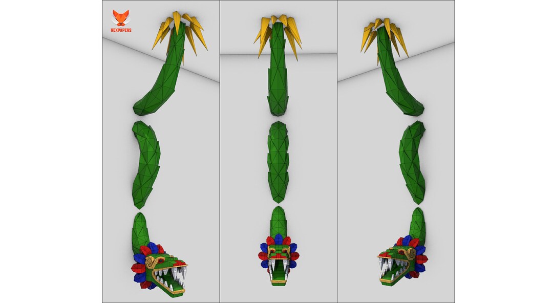 QUETZALCOATL Papercraft , PDF Template, DIY 3d Model, Fanart, Paper ...