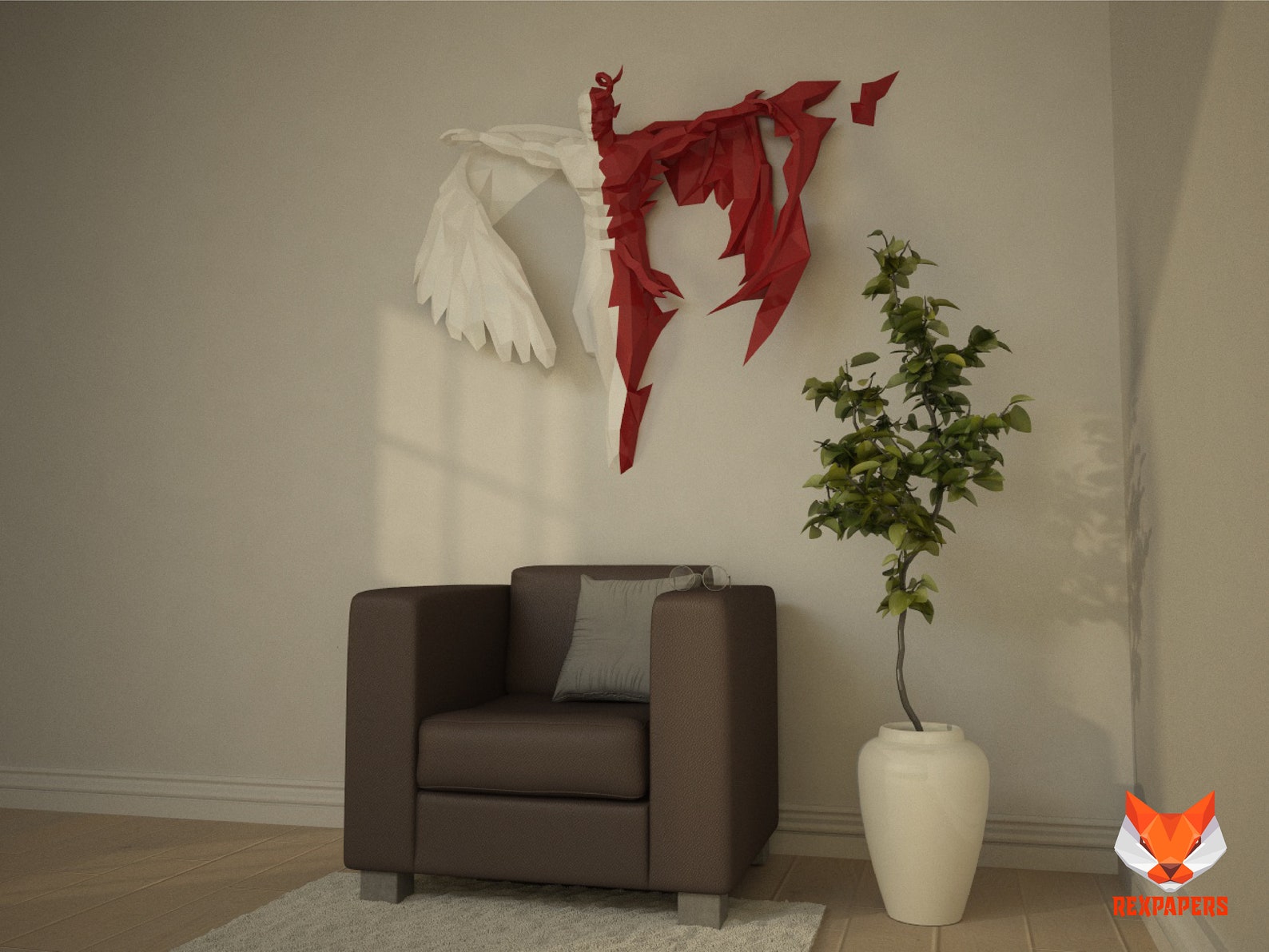 Angel Y Demonio Papercraft PDF Template DIY 3d Model | Etsy