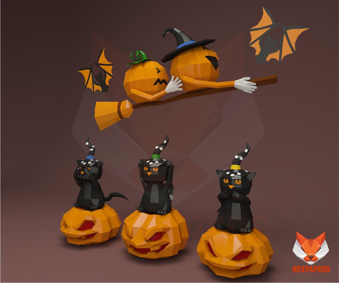 Halloween Papercraft , PDF Template, DIY 3d Model, Fanart, Paper ...