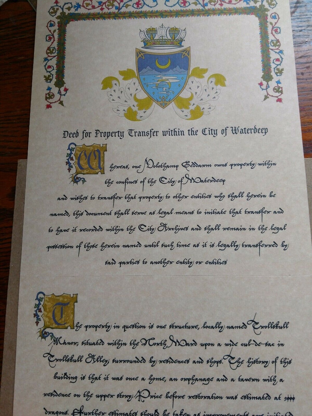 Trollskull Manor Waterdeep Deed, Dragon Heist, Cassalanter, Jarlaxle ...