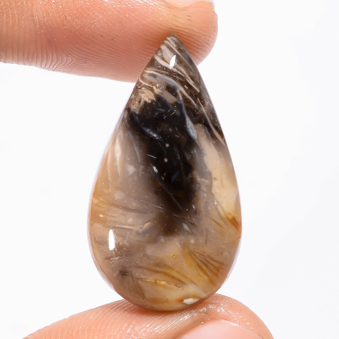 Awesome Top Grade Quality 100% Natural Feather Agate Pear Shape ...