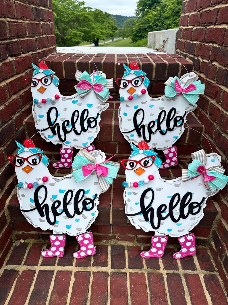 Sassy Chicken Hanger, Summer Sign, Chicken Door Hanger, Summer Decor ...