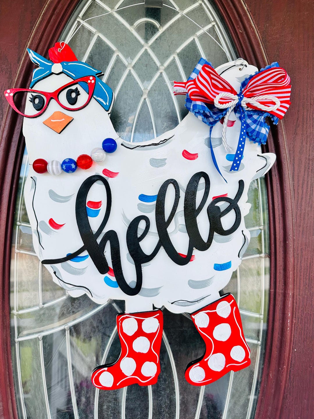 Sassy Chicken Hanger, Patriotic Chicken, Memorial Chicken, Summer Sign ...