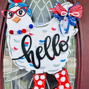 Sassy Chicken Hanger, Patriotic Chicken, Memorial Chicken, Summer Sign ...