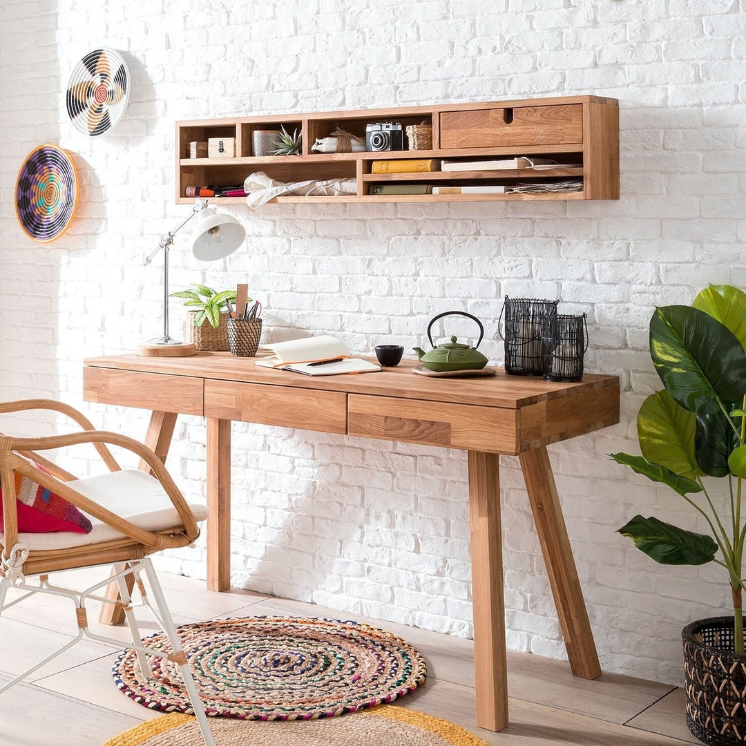 Table De Bureau Moderne Avec Tiroirs Flottants En Bois De - Etsy