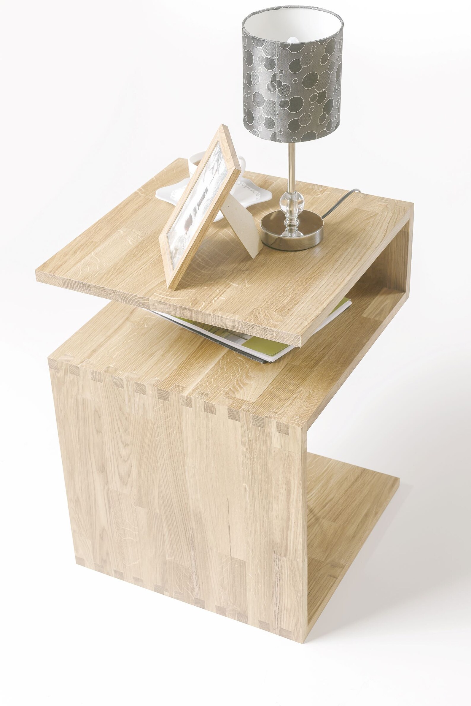 Solid Wood Oak Bedside End Table S-shape Nordic Nightstand - Etsy