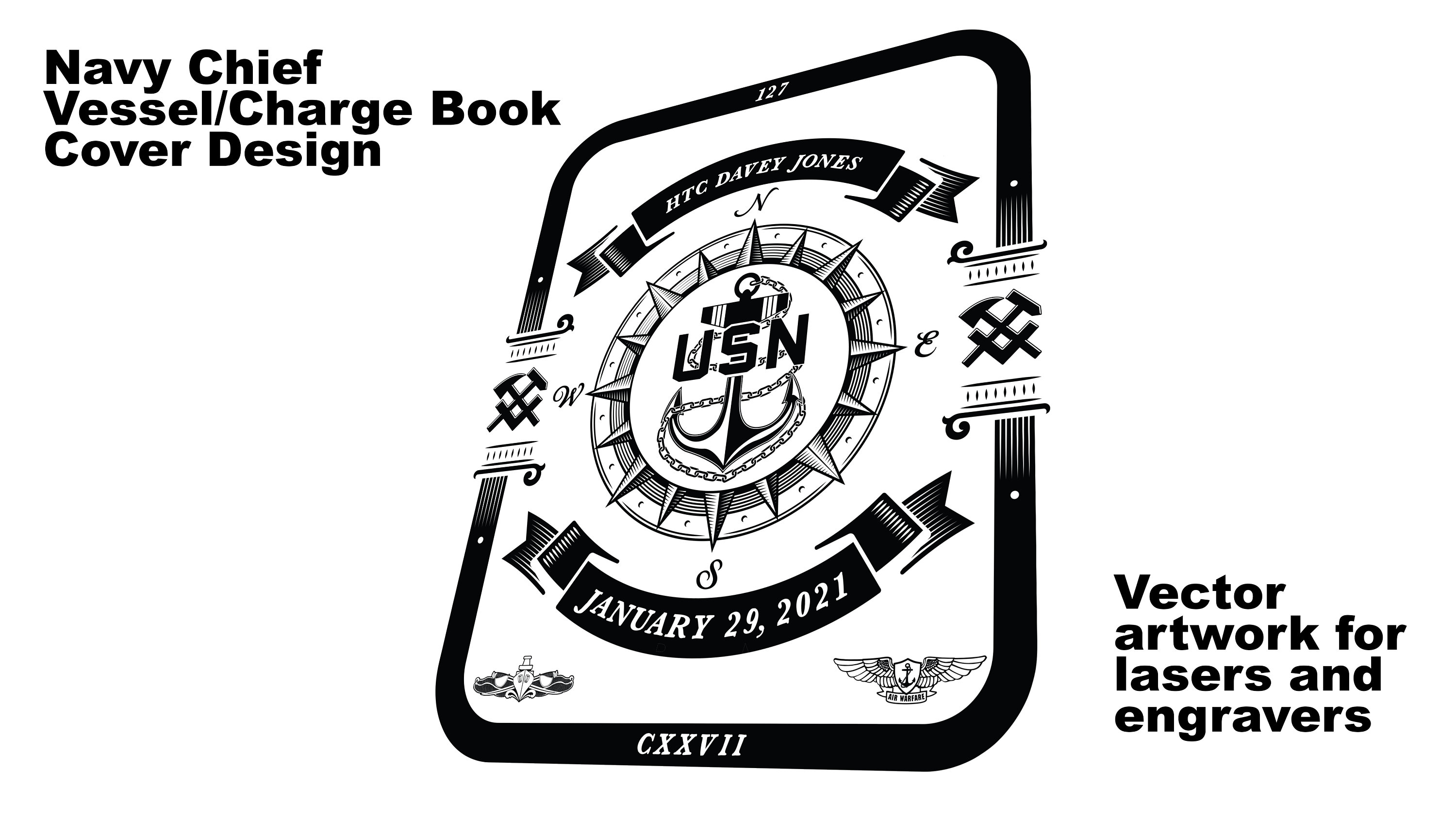 Navy Chief Vessel Charge Book Laser Engraver Ready SVG | Etsy