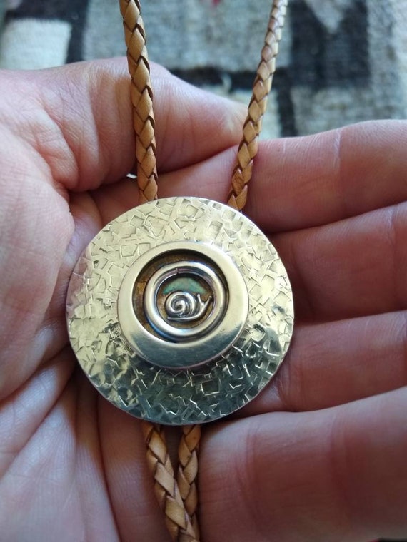 Solid Silver Snail Bolo With Leather Straps | Etsy