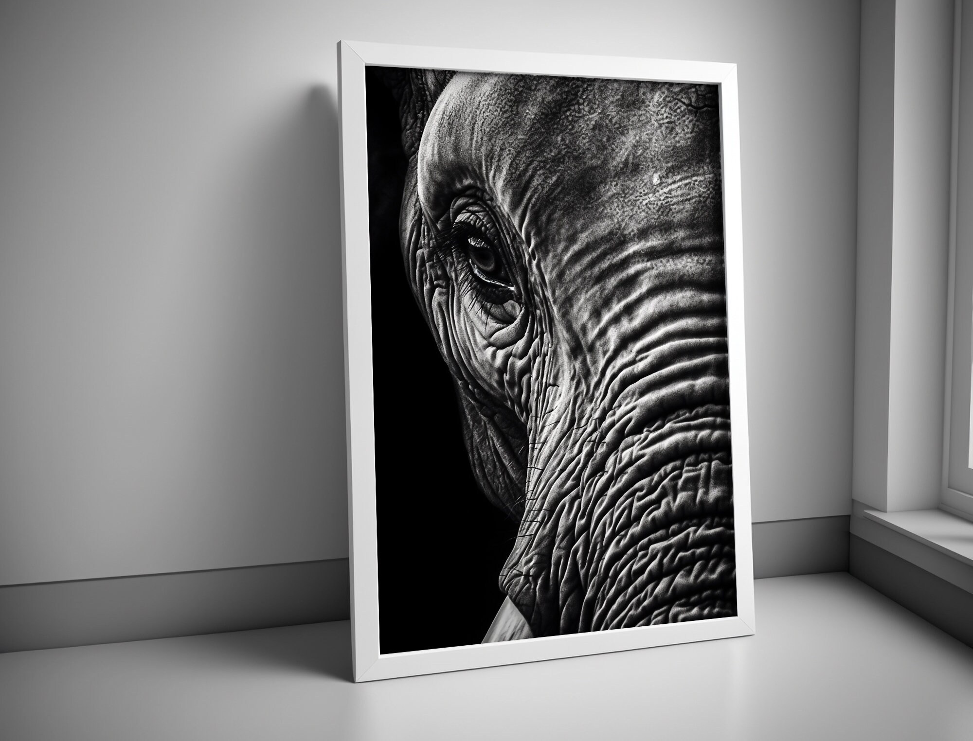 Elephant Printable Art, Black and White Elephant Poster, Nature ...