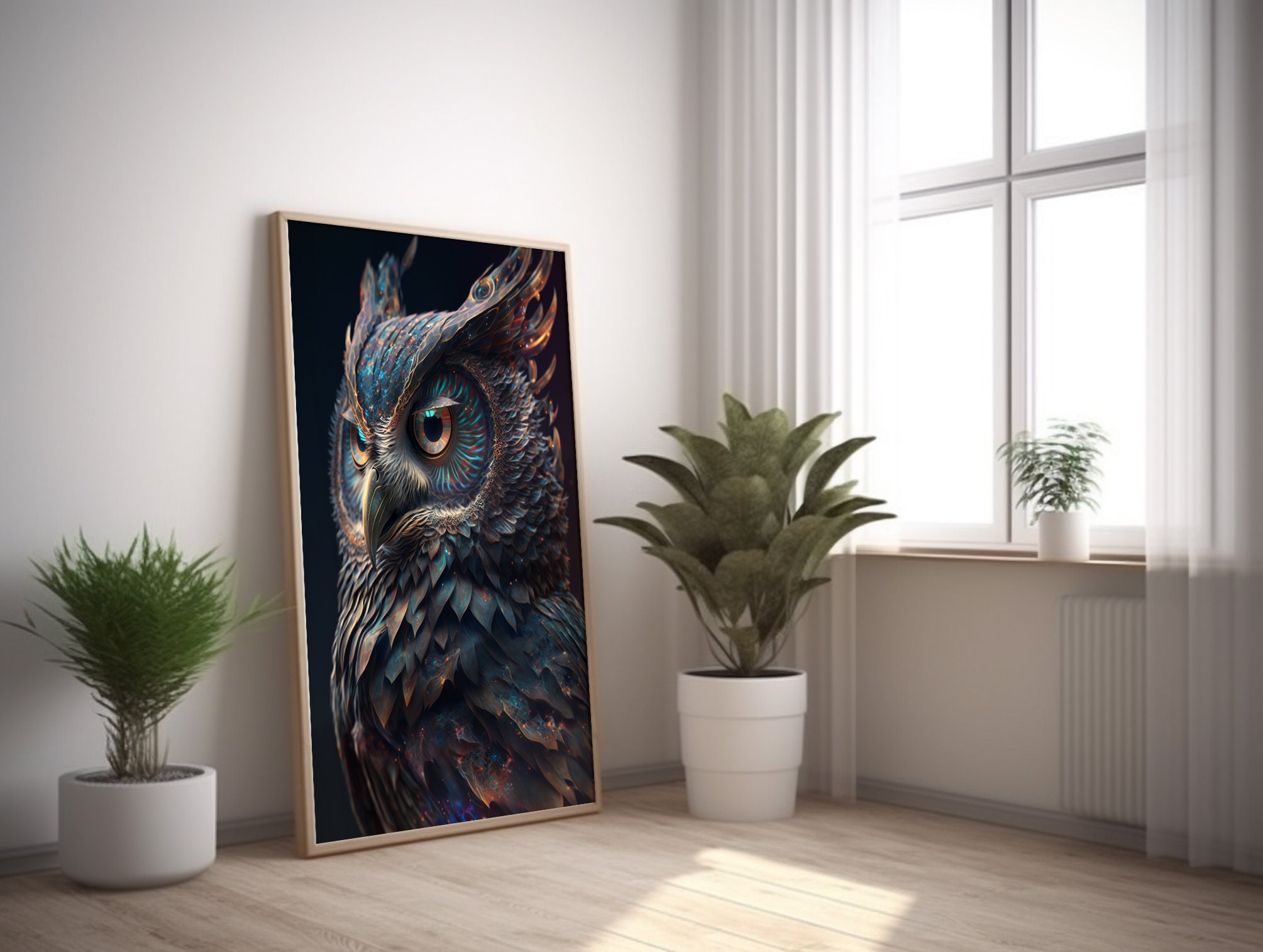 Psychedelic Owl Printable Art, Trippy Animal Art, Owl Painting, Bird ...