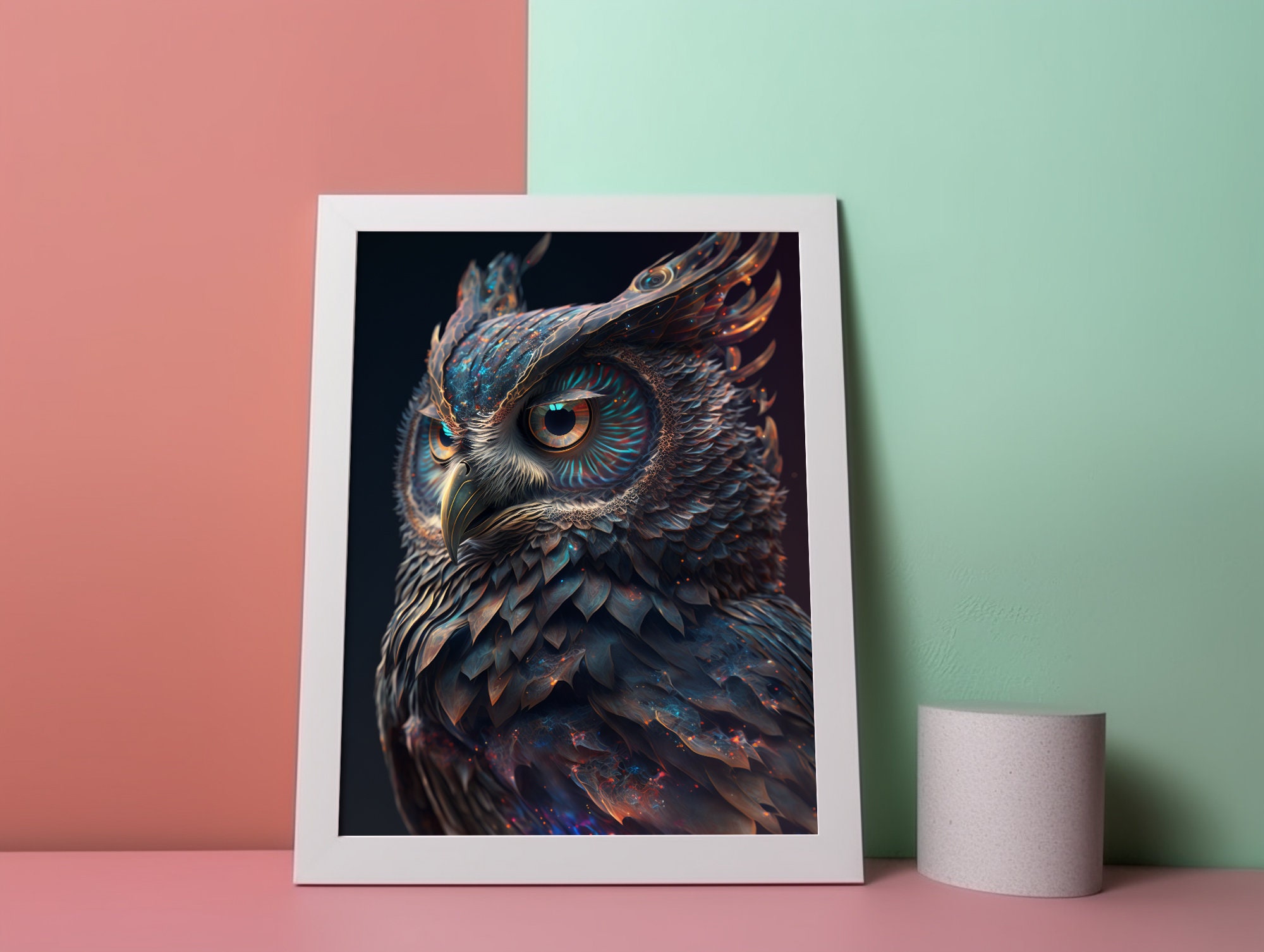 Psychedelic Owl Printable Art, Trippy Animal Art, Owl Painting, Bird ...