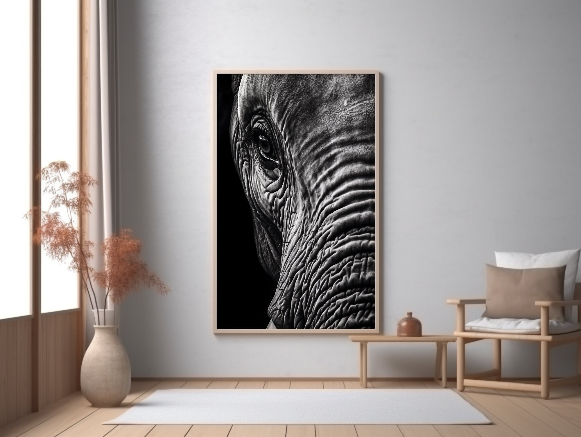 Elephant Printable Art, Black and White Elephant Poster, Nature ...