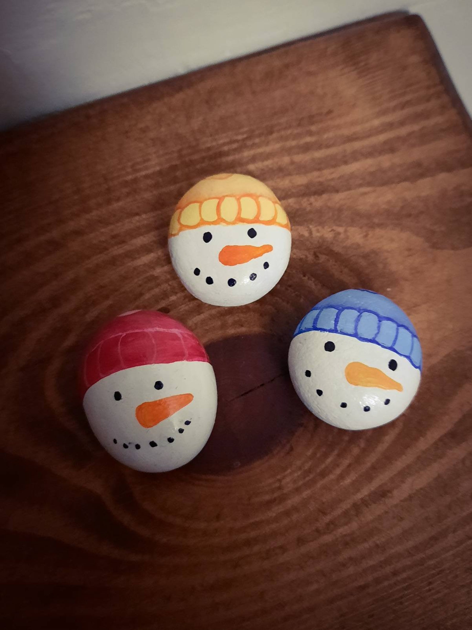 Snowman Painted Pebble Table Decorations Jolly Hand Painted - Etsy