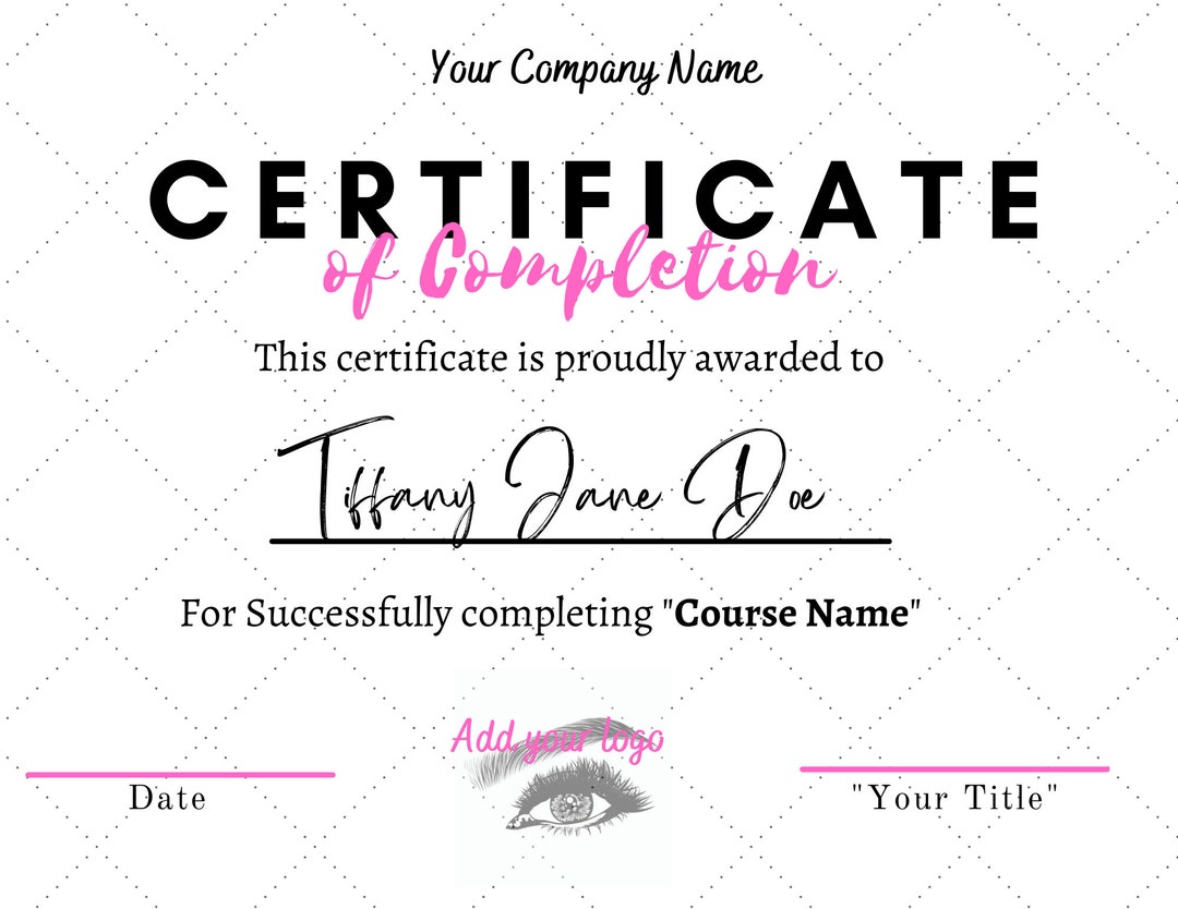 Certificate of Completion Template, Makeup Training, Eyelash Training ...