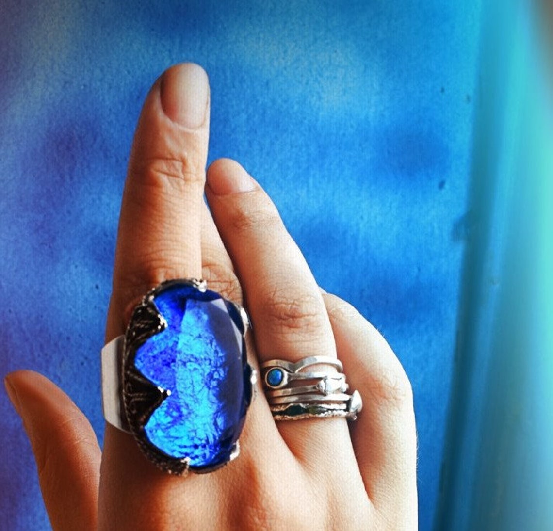 Gorgeous Gemstone Ring Large Gemstone Ring Silver Quartz | Etsy