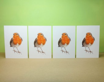 Christmas Card Set Pack of 4 Cute Robin Cards With Buttons - Etsy UK