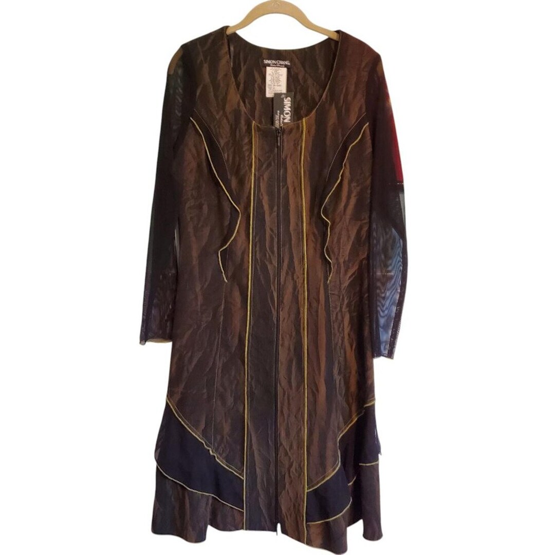 Simon Chang Vintage 90s Y2K Grunge Goth Sheer Long Sleeve Knee Length ...