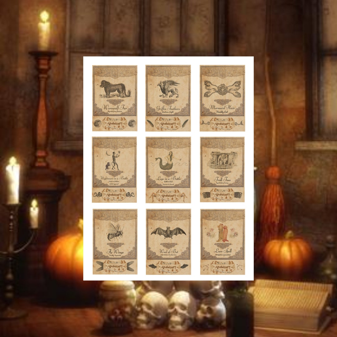 Halloween Potion Labels, Digital Collage Sheet, Potion Tags, Instant ...