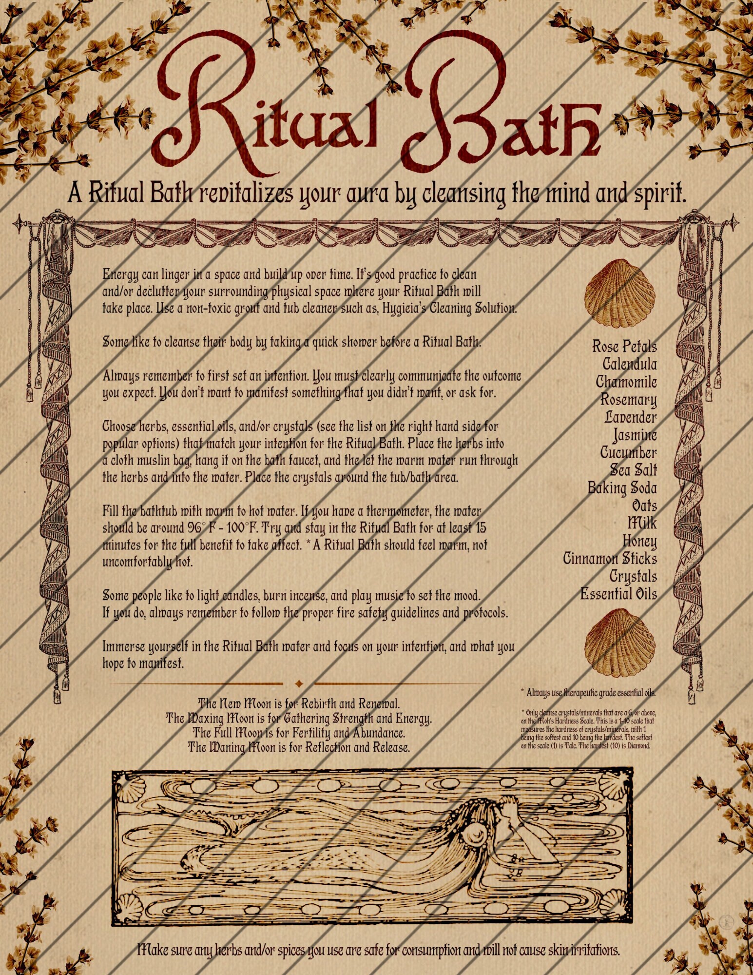 Book of Shadows Pages Ritual Bath Digital Download - Etsy