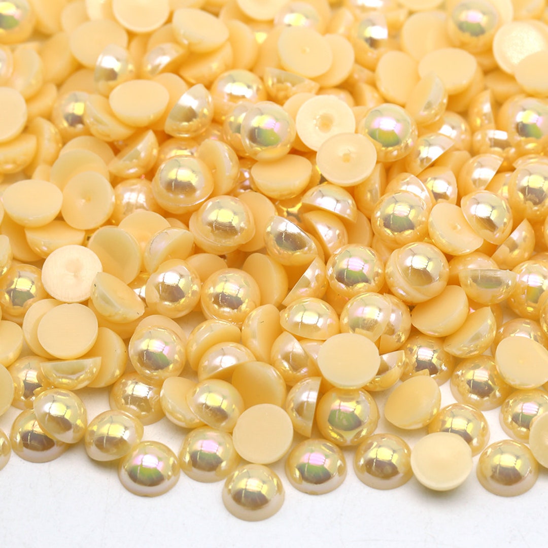 AB Champagne Faux Flatback Pearls Half Round Pearls for Embellishments ...