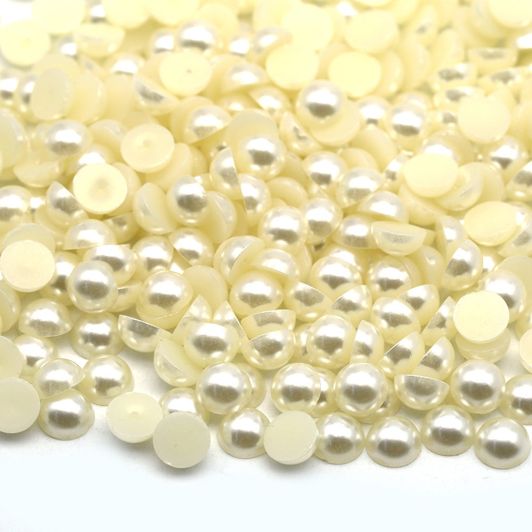 Ivory Faux Flatback Pearls Half Round Pearls for Embellishments Mixed ...