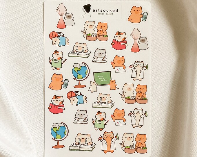 Tea Party Cat Sticker Sheet Cute Kawaii Aesthetic Stickers - Etsy